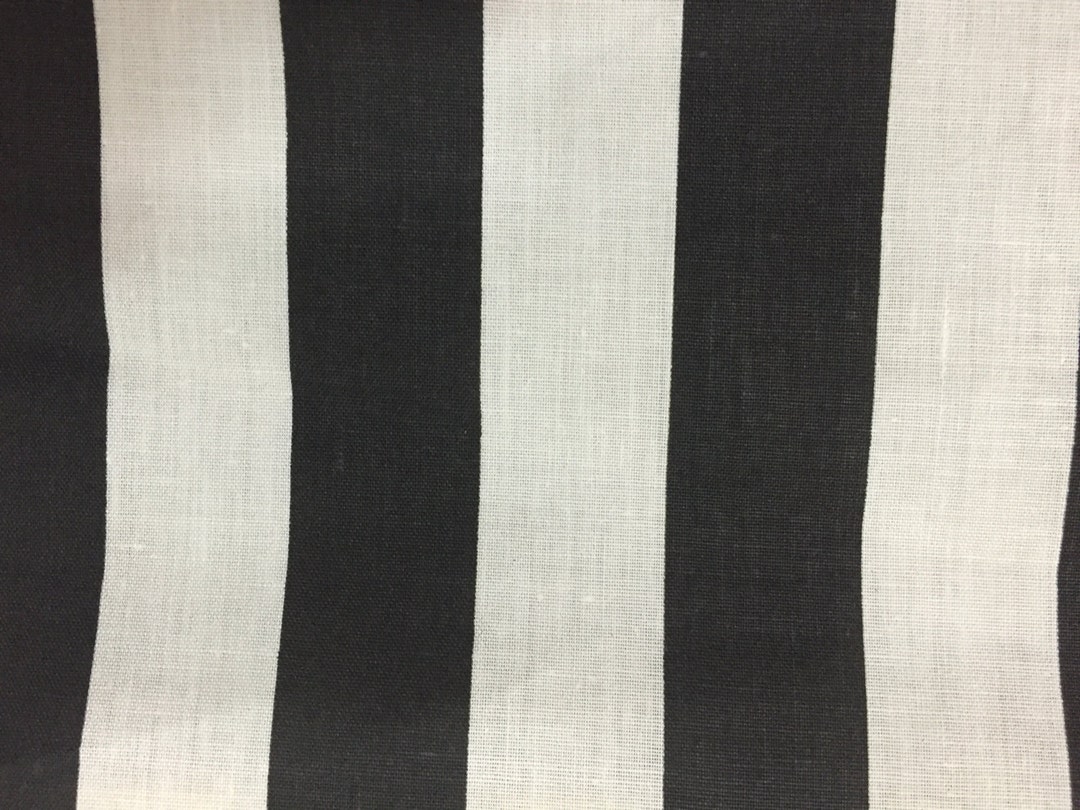 Black White One Inch Stripe Print Poly Cotton Print Fabric - Sold by ...