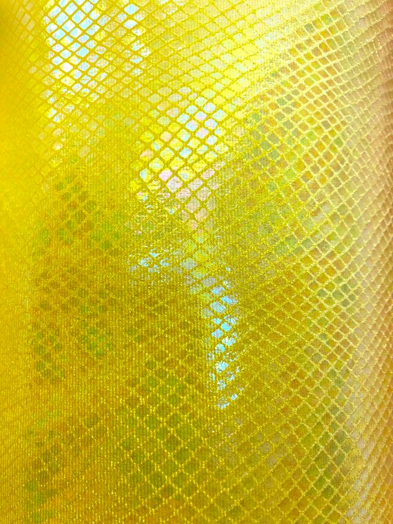 Yellow Venom Snake Skin Stretch Velvet Iridescent Spandex | Etsy