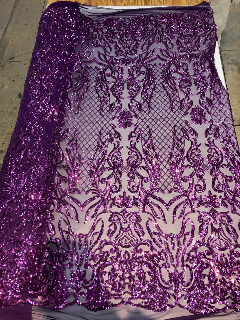 Plum Purple Luna Stretch Sequins Wedding Prom Formal Lace | Etsy