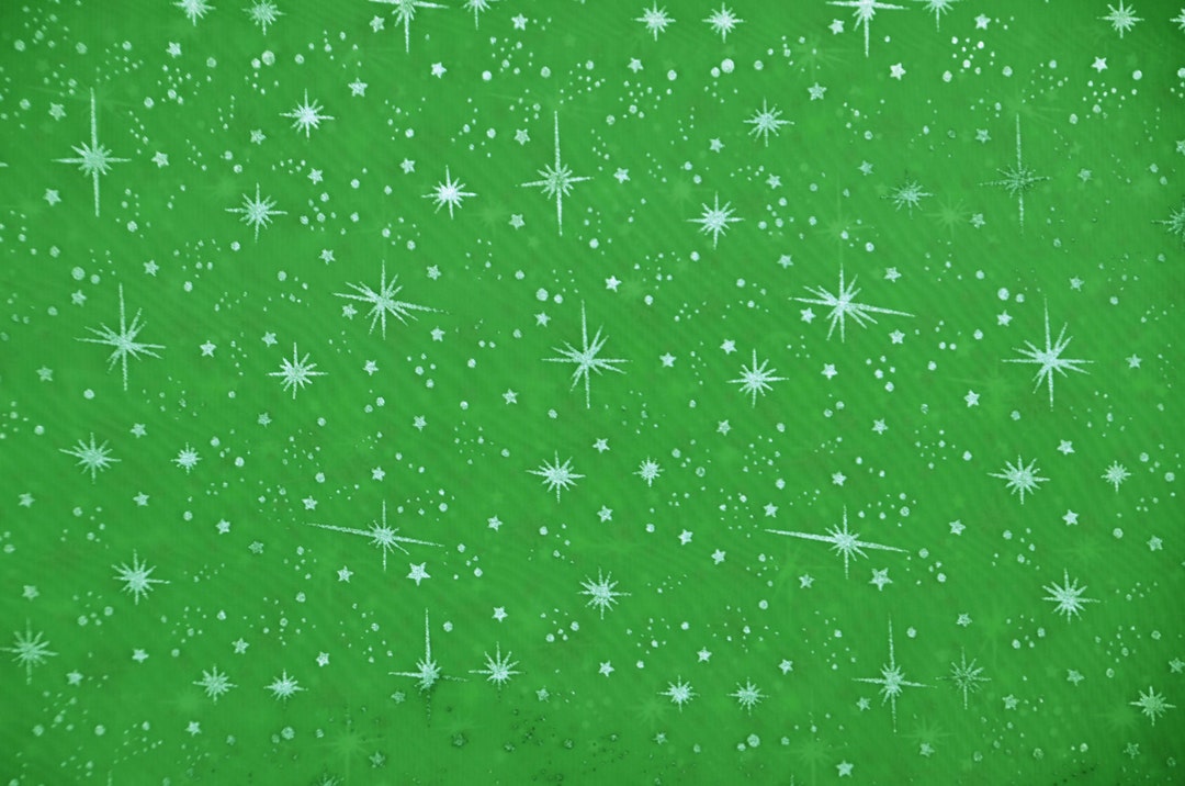 Green Sheer Organza Shooting Star Print Fabric - Sold by the Yard - 58 ...