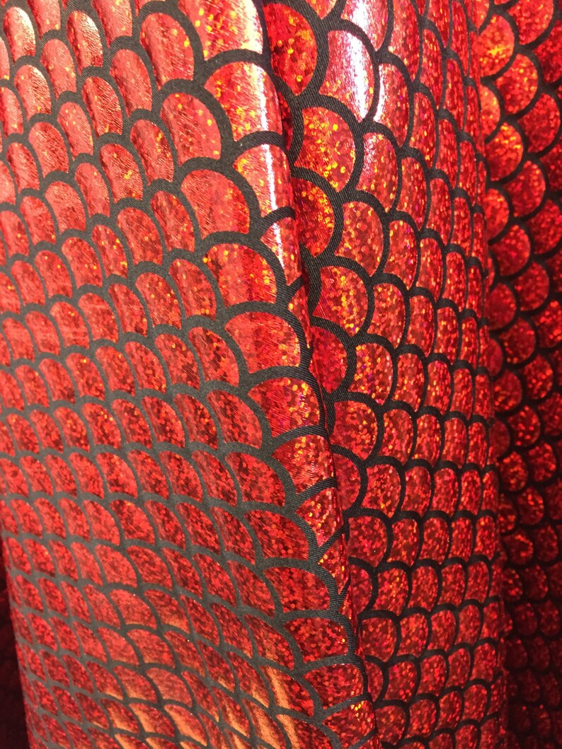 Red Mermaid Scale 4 Way Stretch Hologram Spandex Fabric - BTY - 60" - Etsy