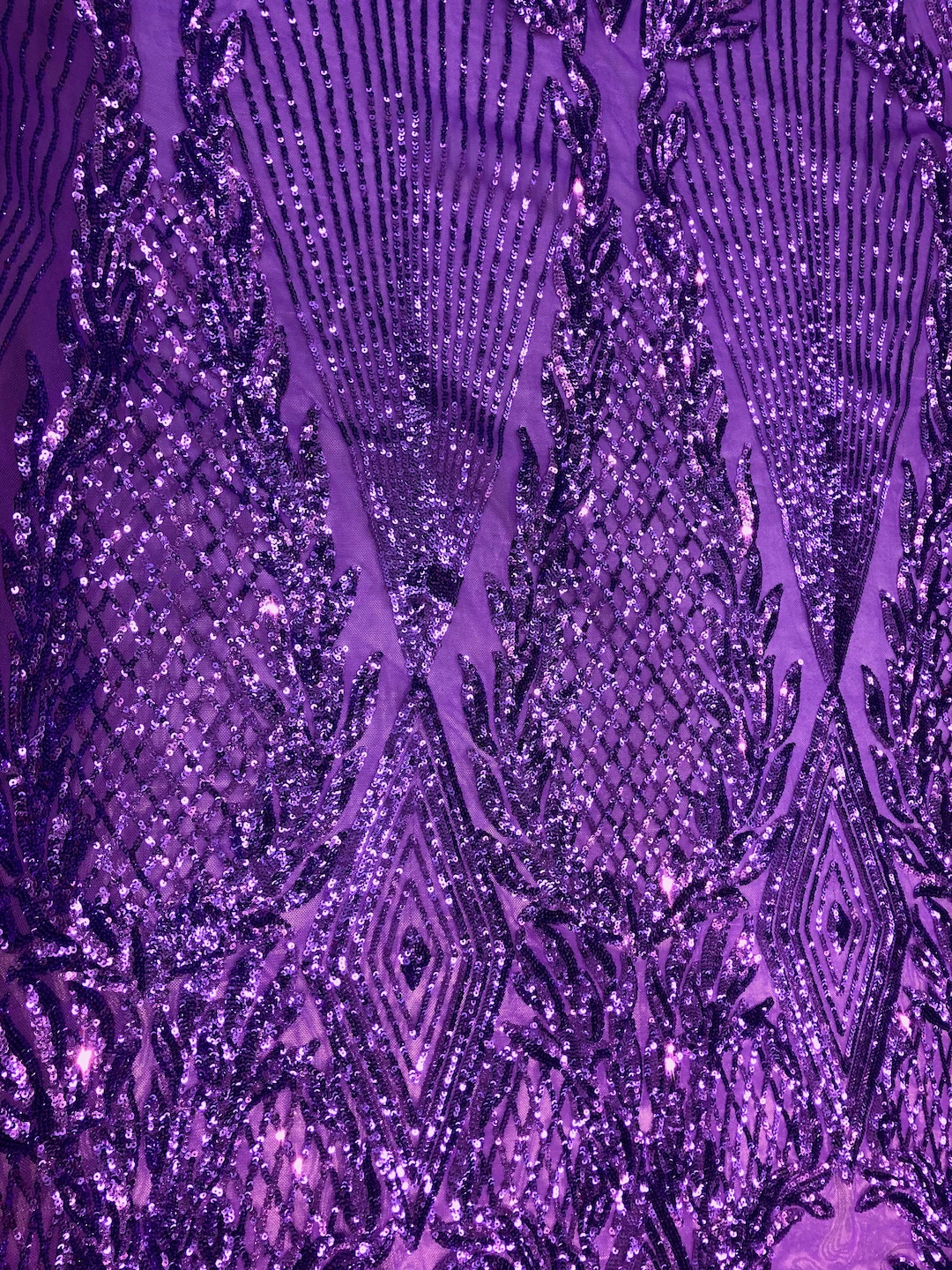Purple Sequin Alpica Stretch Sequins Wedding Prom Formal Lace Fabric ...