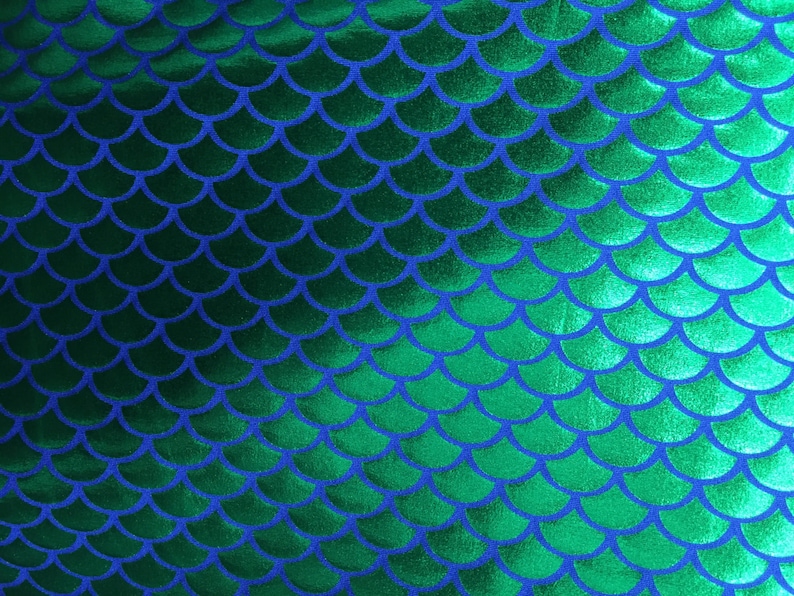 Blue Green Mermaid Scale 4 Way Stretch Hologram Spandex Fabric - BTY ...