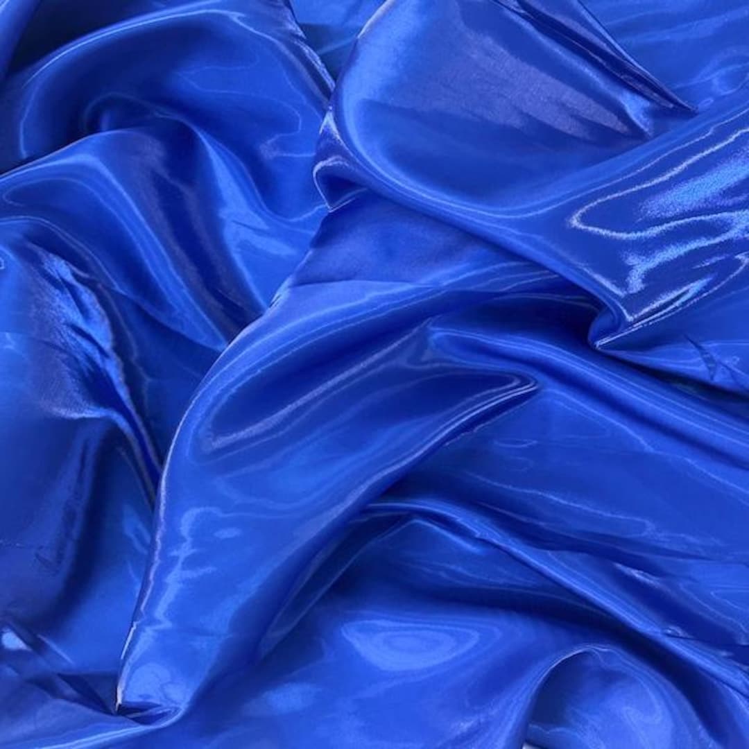 Royal Blue Crystal Reflective Liquid Bridal Satin Apparel Decor Fabric ...