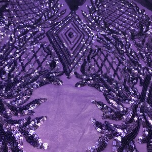 Purple Sequin Alpica Stretch Sequins Wedding Prom Formal Lace Fabric ...