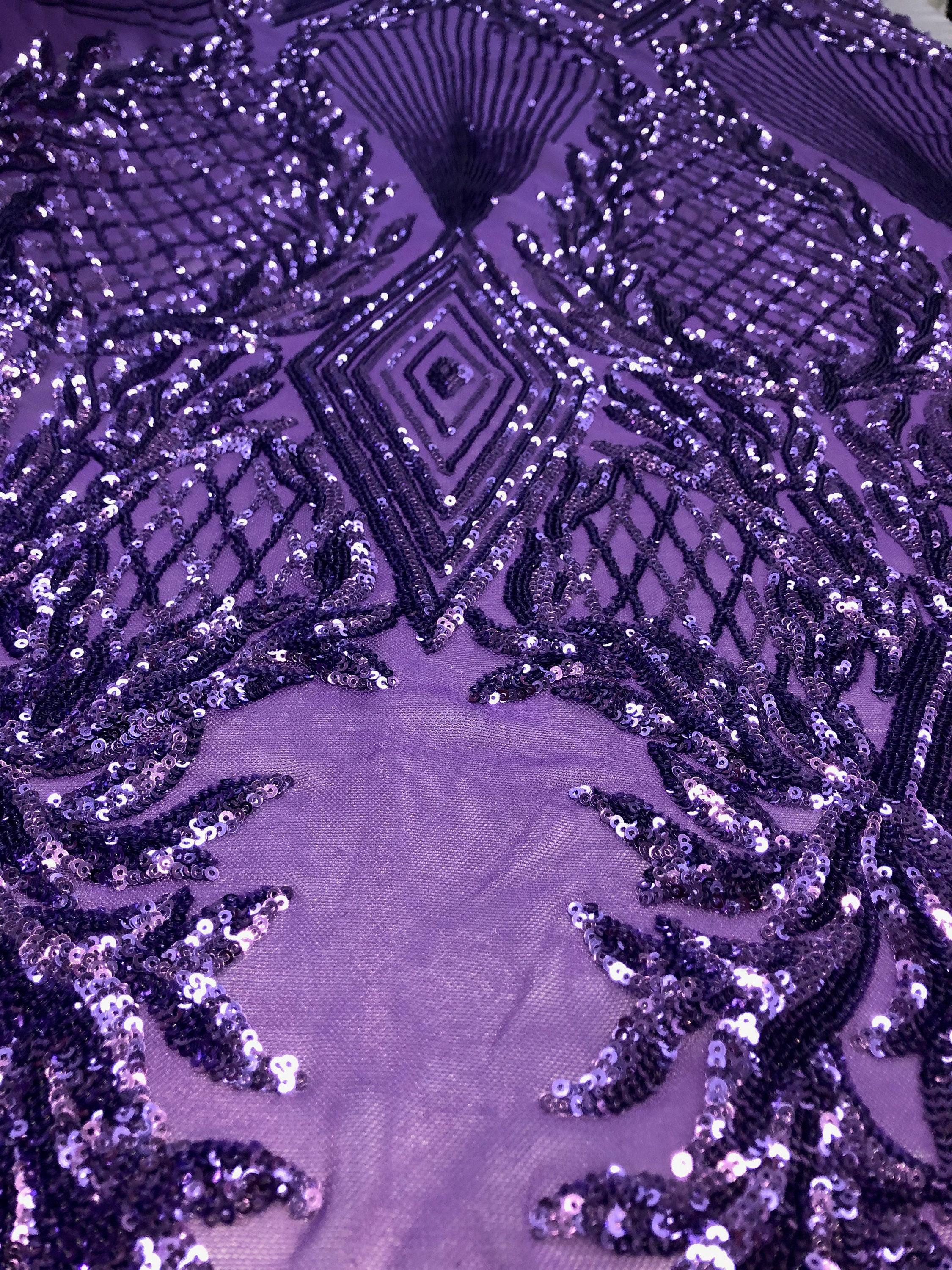 Purple Sequin Alpica Stretch Sequins Wedding Prom Formal Lace | Etsy