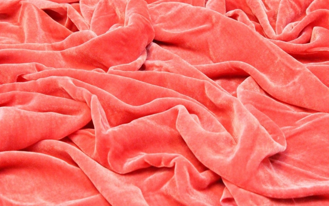Coral Plush High Fashion Silk Velvet Upholstery Apparel Fabric - BTY ...