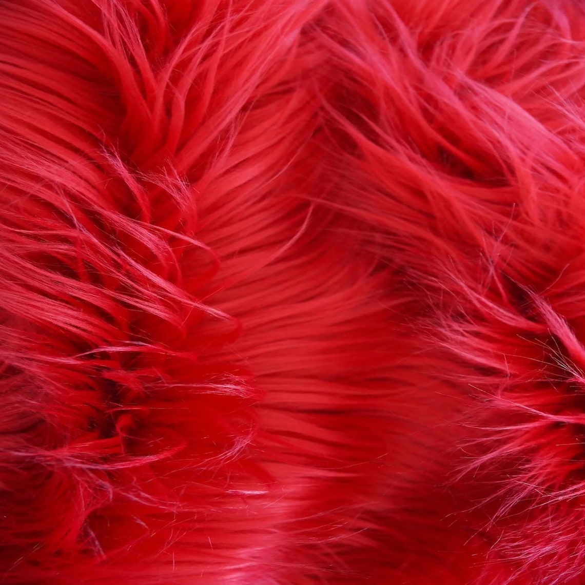 Red Long Pile Shaggy Faux Fur Fabric 4 Pile Sold by - Etsy