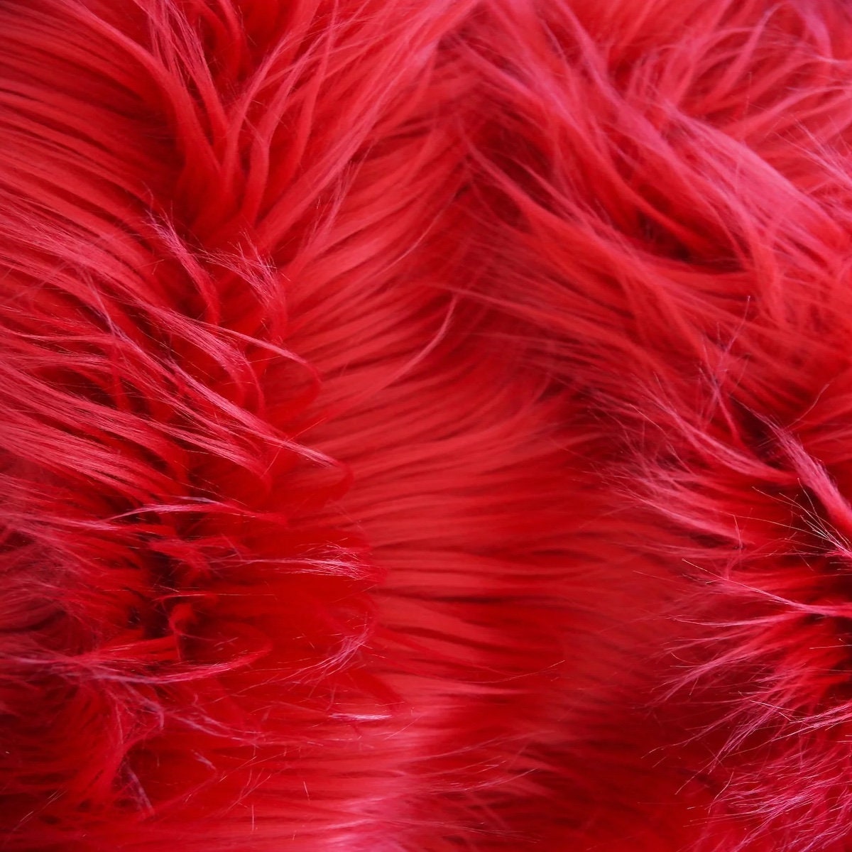 Red Long Pile Shaggy Faux Fur Fabric 4 Pile Sold by - Etsy