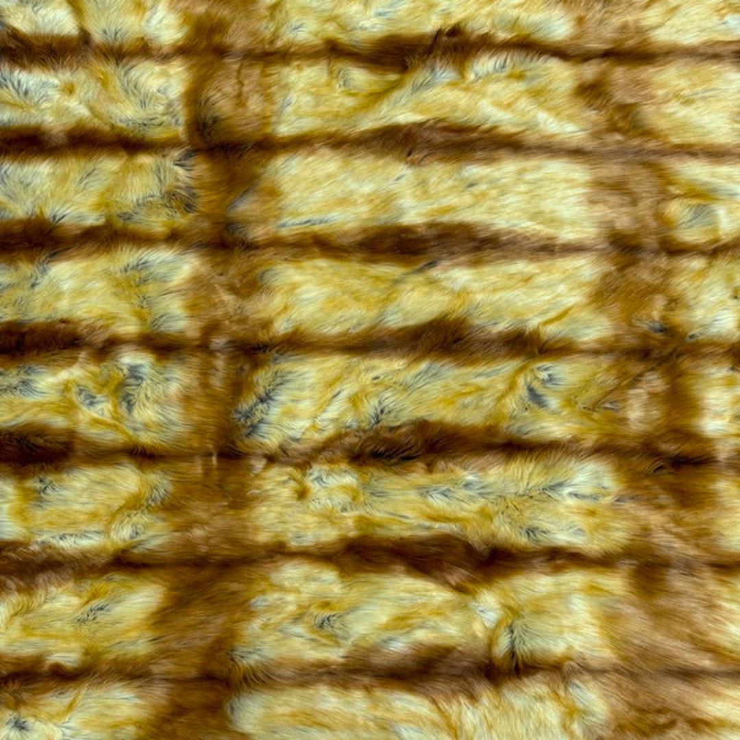 Golden Brown Foxtail Print Multicolor Long Pile Shaggy Faux Fur ...