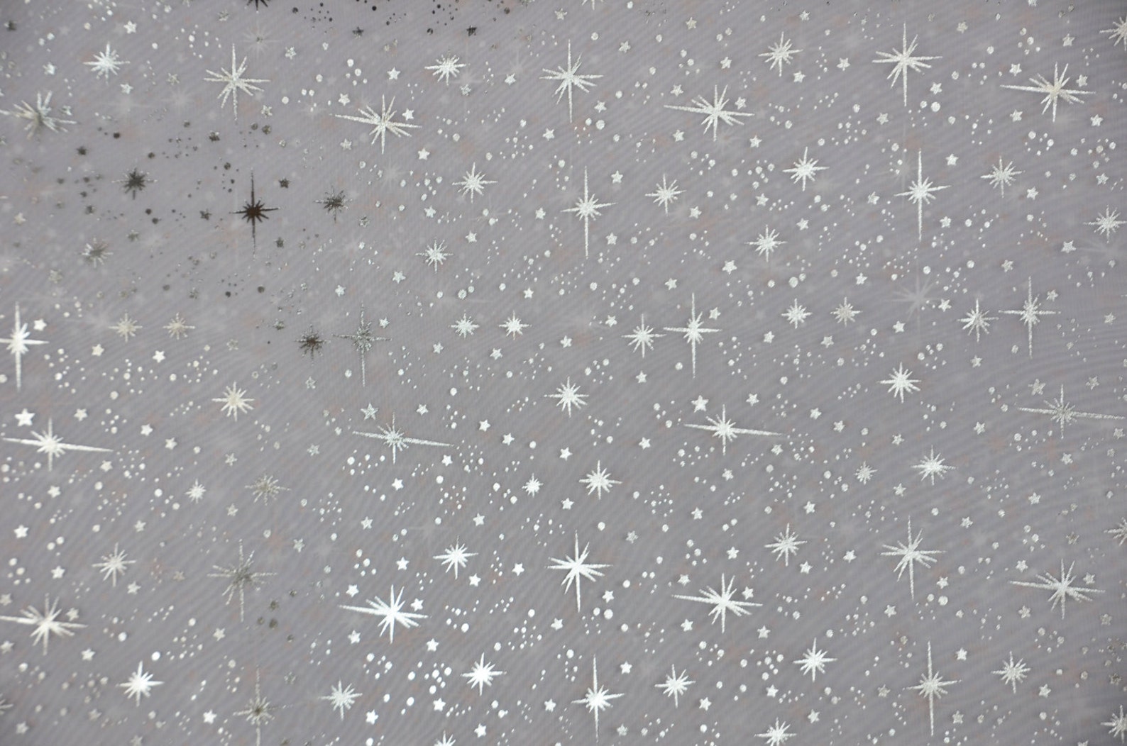 White Sheer Organza Shooting Star Print Fabric - Sold by the Yard - 58 ...