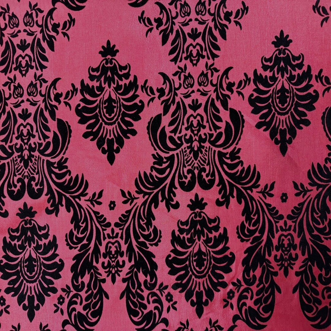 Dark Red | Black Damask Flocking Velvet Taffeta Apparel Drapery Costume ...