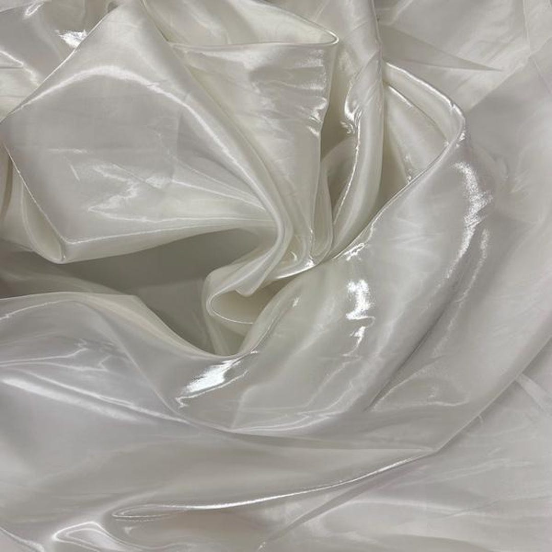 Ivory Crystal Reflective Liquid Bridal Satin Apparel Decor Fabric ...