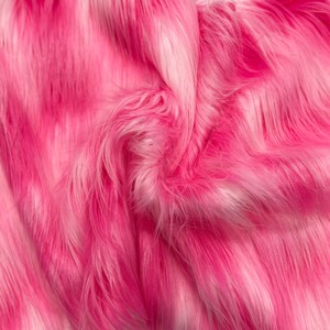 Bubble Gum Pink Three Tone Shaggy Faux Fur Fabric - Sold by the Yard ...