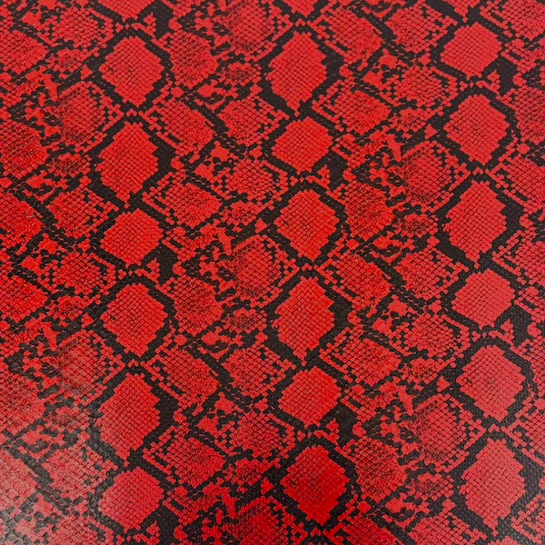 Red Caicos Snake Skin Upholstery Crafting Faux Leather Vinyl Fabric ...