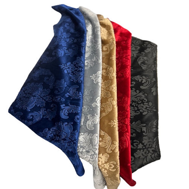 Royal Blue Damask Embossed Velvet Upholstery Drapery Fabric - Sold by ...