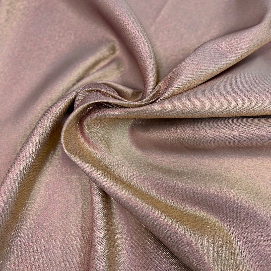 Rose Pink | Gold Iridescent Glitter Lurex Faux Satin Apparel Decor ...