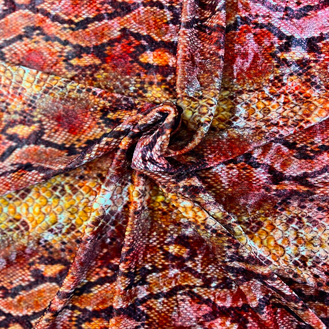 Red Gold Snakeskin Printed Stretch Velvet Costume Apparel - Etsy