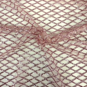 Dusty Pink Diamond Pattern Sequin Stretch Mesh Apparel Couture Fabric ...