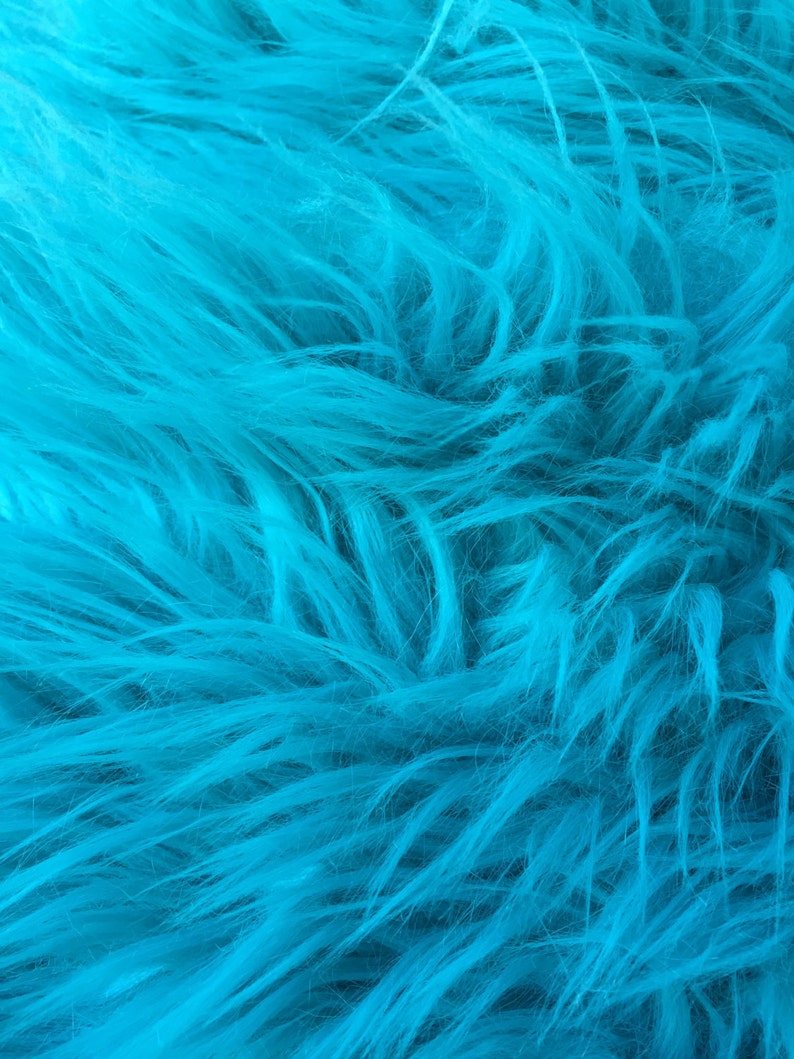 Turquoise Luxury Long Pile Faux Shaggy Fur Fabric - Sold by the Yard ...