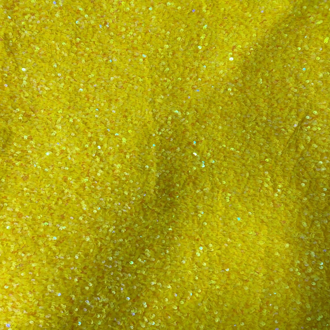 Yellow Iridescent Sequins Embroidered Stretch Velvet Rodeo Fabric ...