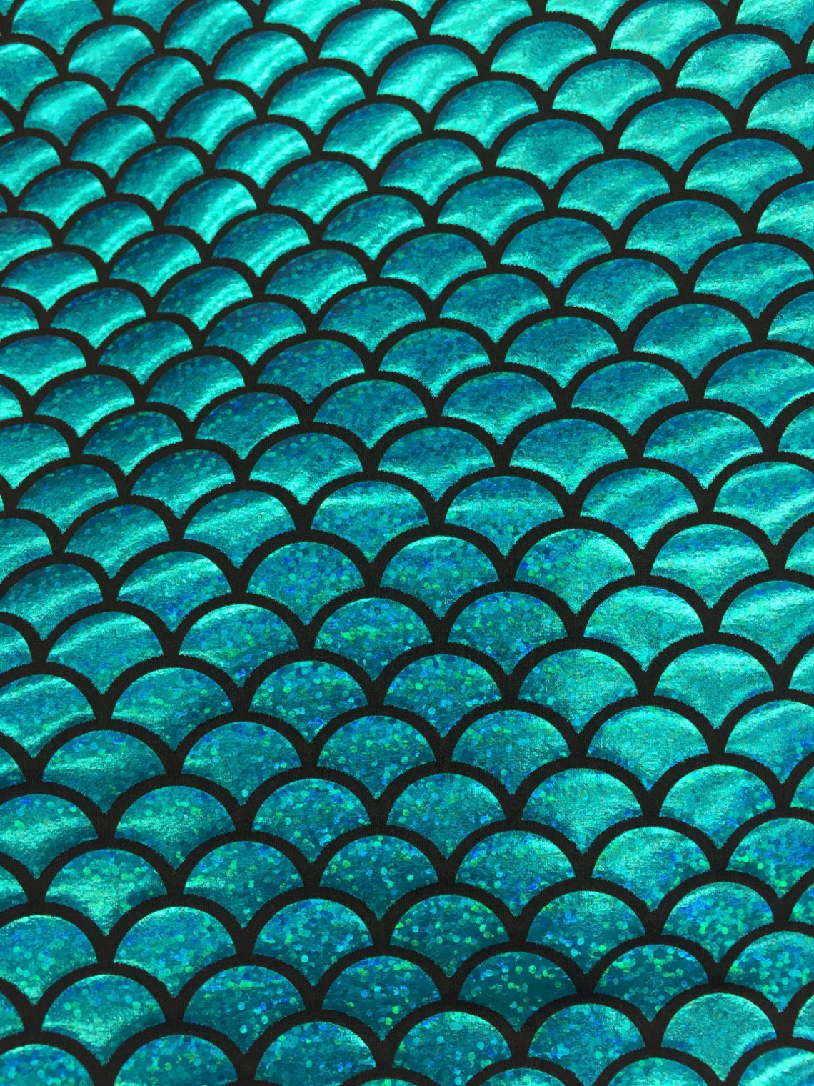 Turquoise Mermaid Scale 4 Way Stretch Hologram Spandex Fabric - Etsy