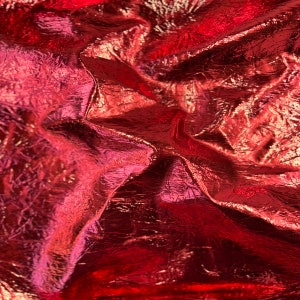Red Crushed Distressed Foil Chrome Mirror Reflective Vinyl Fabric ...
