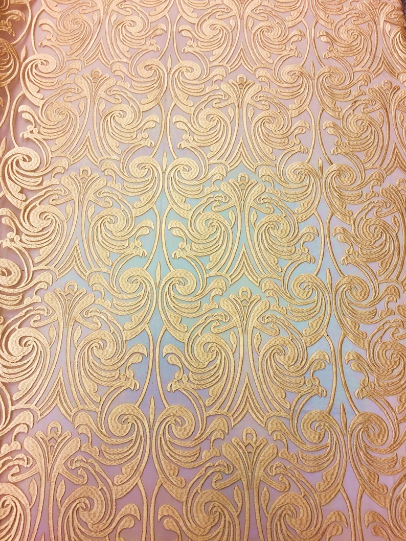 Gold Leon Embroidered Geometric Wedding Prom Formal Dress Lace - Etsy