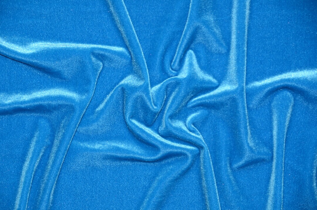 Turquoise Blue Stretch Velvet Apparel Dance Wear Costume Spandex Fabric ...