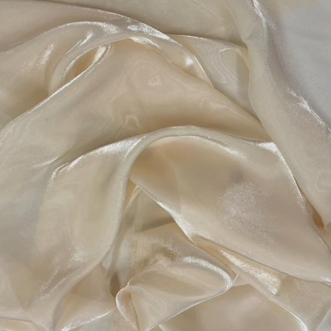 Beige Crystalized Reflective Liquid Silk Chiffon Apparel Fabric - Sold ...