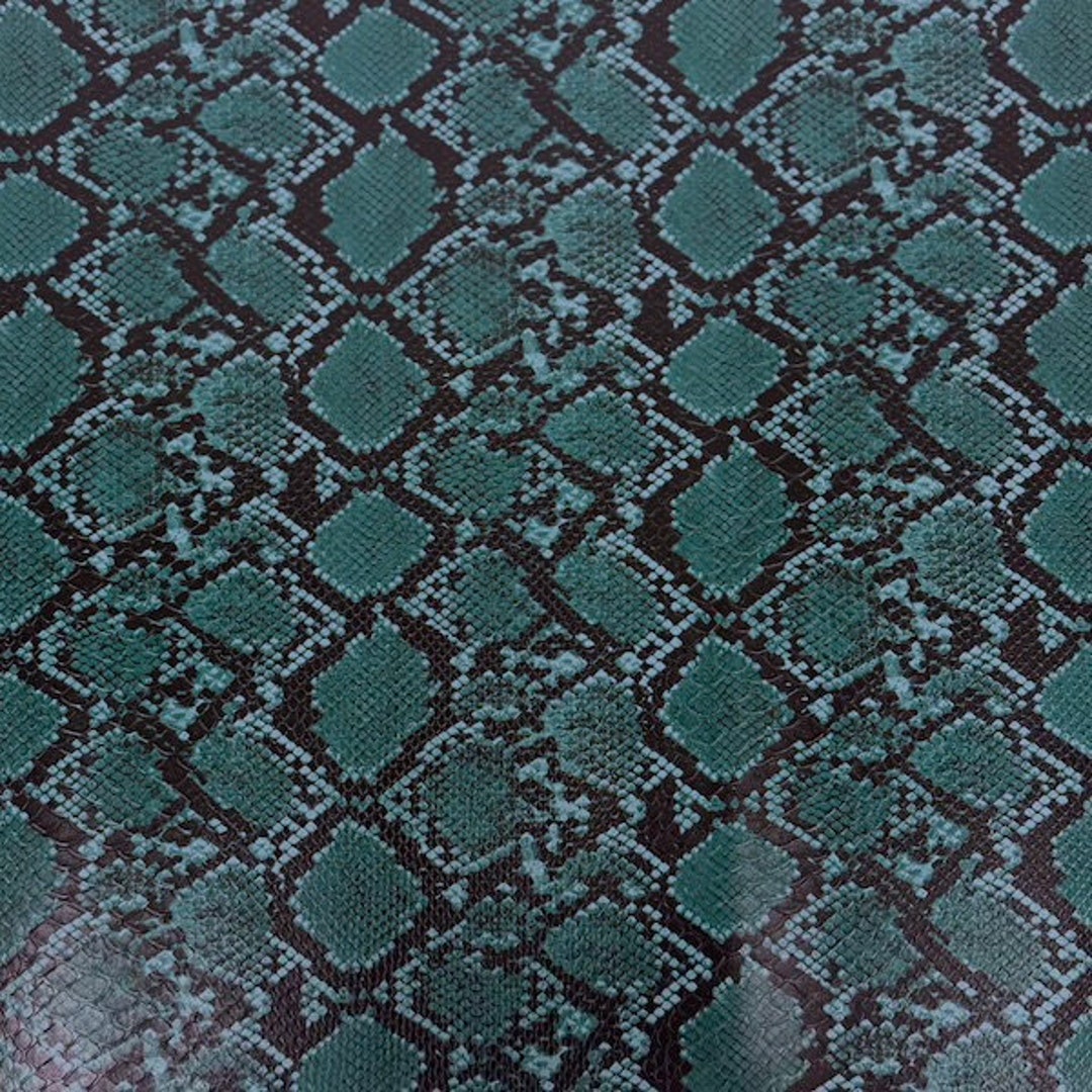 Teal Blue Caicos Snake Skin Upholstery Crafting Faux Leather Vinyl ...