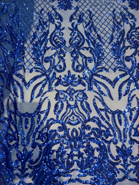 Royal blue stretch lace fabric store