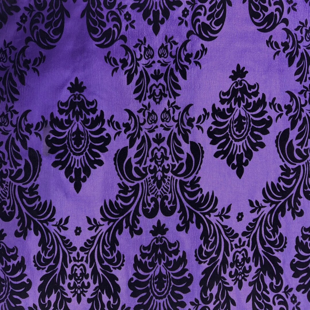 Purple | Black Damask Flocking Velvet Taffeta Apparel Drapery Costume ...