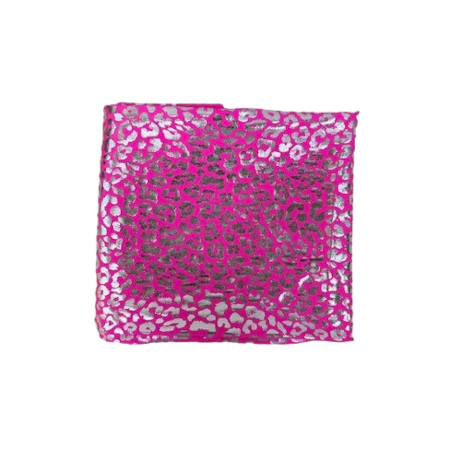 Hot Pink | Silver Sahara Leopard Foil Print Nylon Spandex Apparel ...