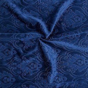 Royal Blue Royalty Damask Embossed Velvet Upholstery Drapery Fabric ...