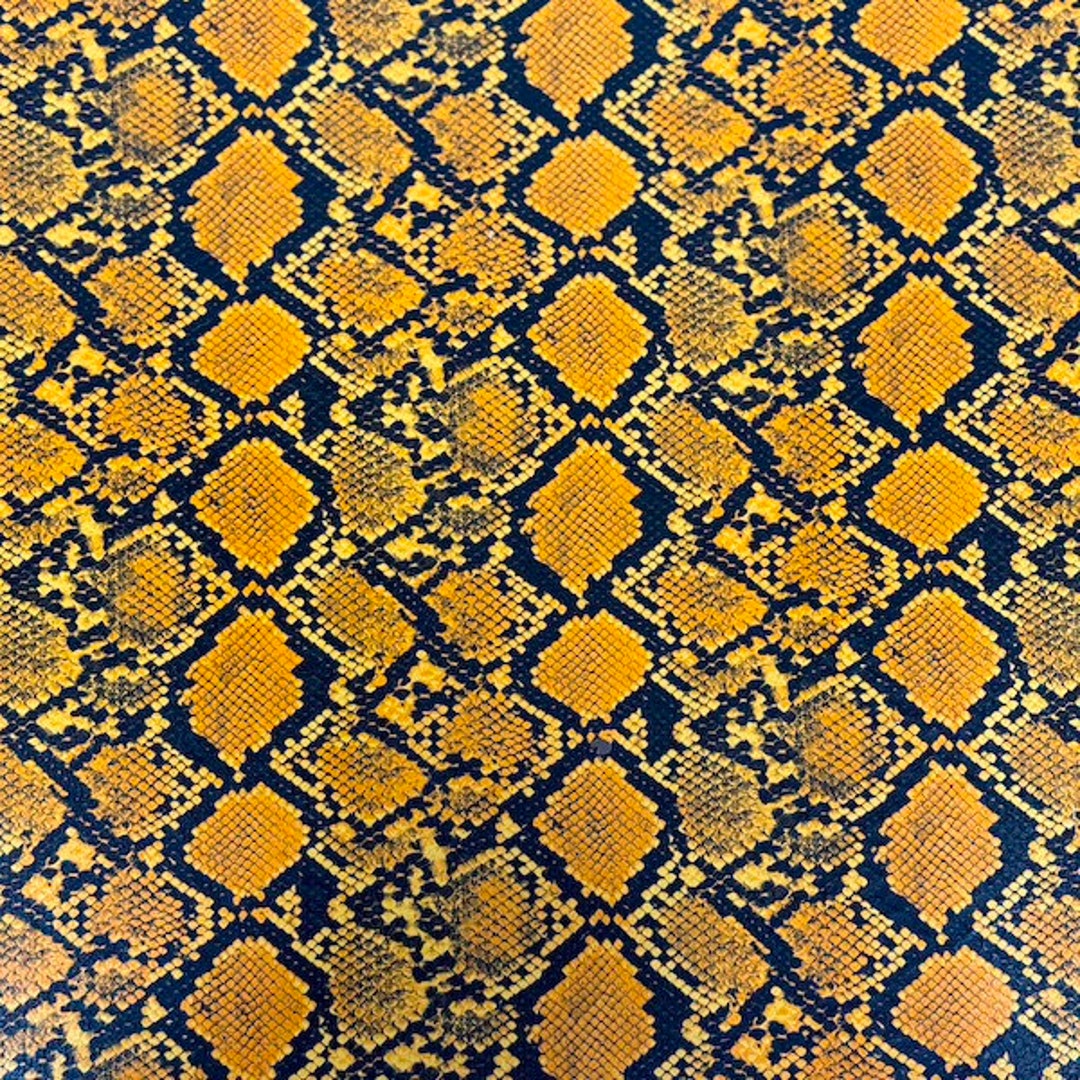 Mustard Yellow Caicos Snake Skin Upholstery Crafting Faux Leather Vinyl ...