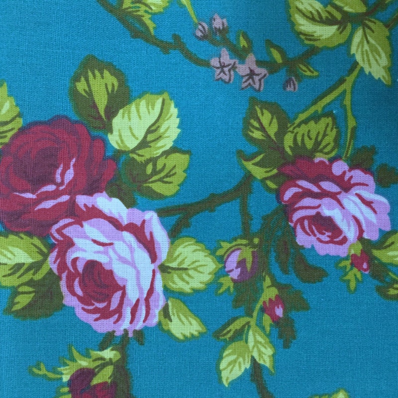 Teal Floral Fabric - Etsy