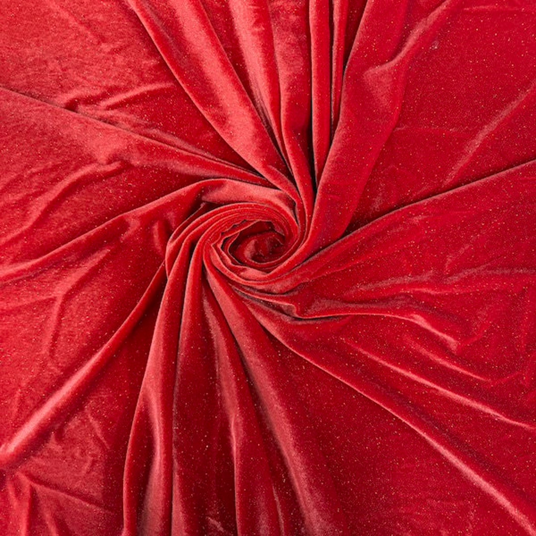 Red Misty Glitter Stretch Velvet Apparel Decor Fabric - Sold by the ...