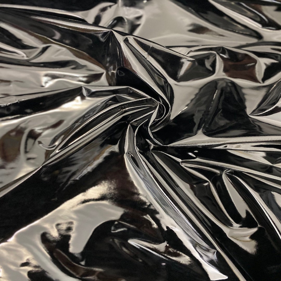 Black Faux Patent Leather Apparel Dance Costume Vinyl Fabric - Sold by ...