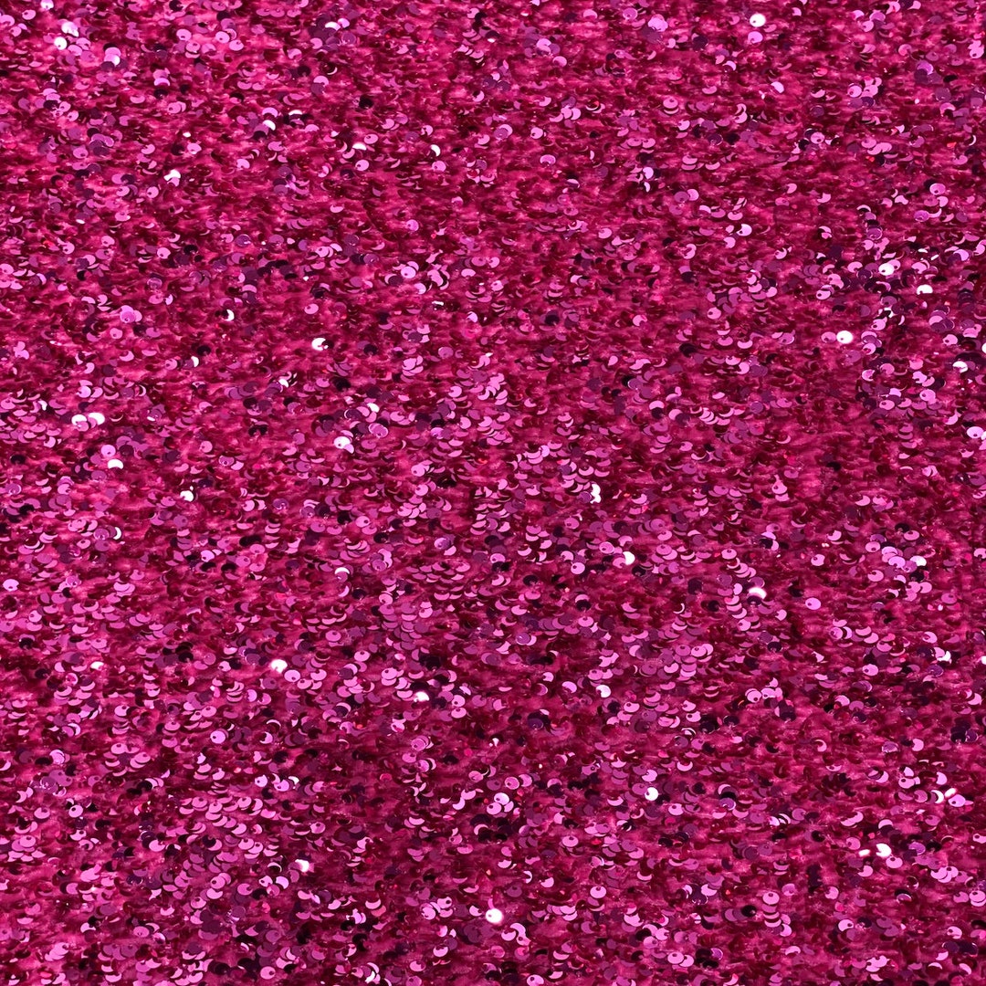 Fuchsia Sequins Embroidered Stretch Velvet Rodeo Fabric - Sold by the ...