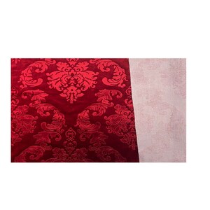 Red Damask Embossed Velvet Upholstery Drapery Fabric - Sold by the Yard ...