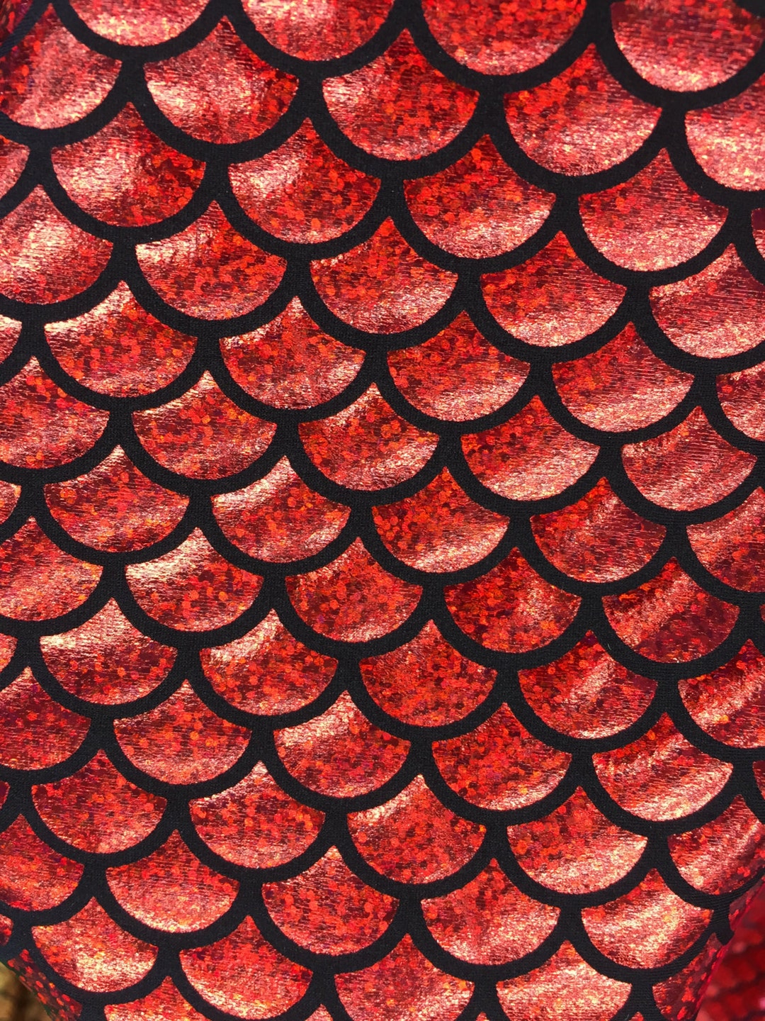 Red Mermaid Scale 4 Way Stretch Hologram Spandex Fabric - BTY - 60" - Etsy