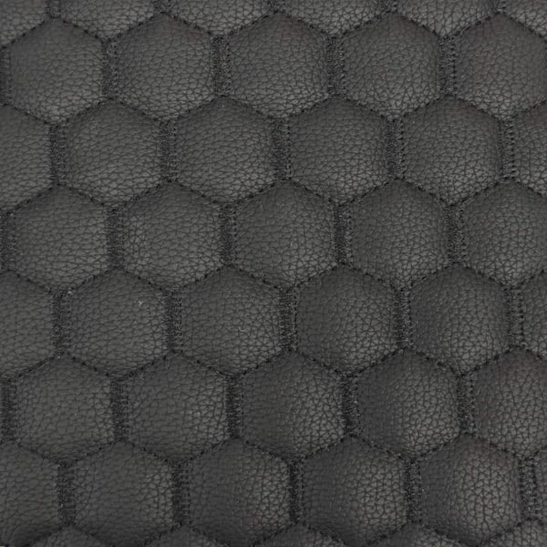 Black Honeycomb Hexagon Quilted Foam Backed Faux Leather Vinyl Fabric - Sold by the Yard - 54 ...