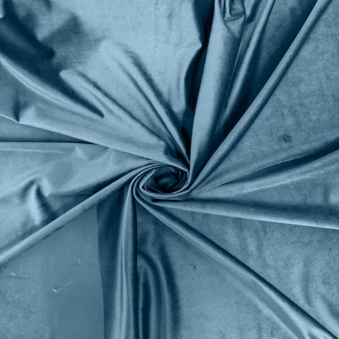 Denim Blue Royale Sheen Velvet Upholstery Drapery Event Decor Fabric ...