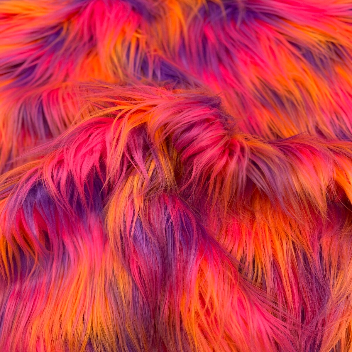 Orange Pink Purple Three Tone Shaggy Faux Fur Fabric - Sold by the Yard ...