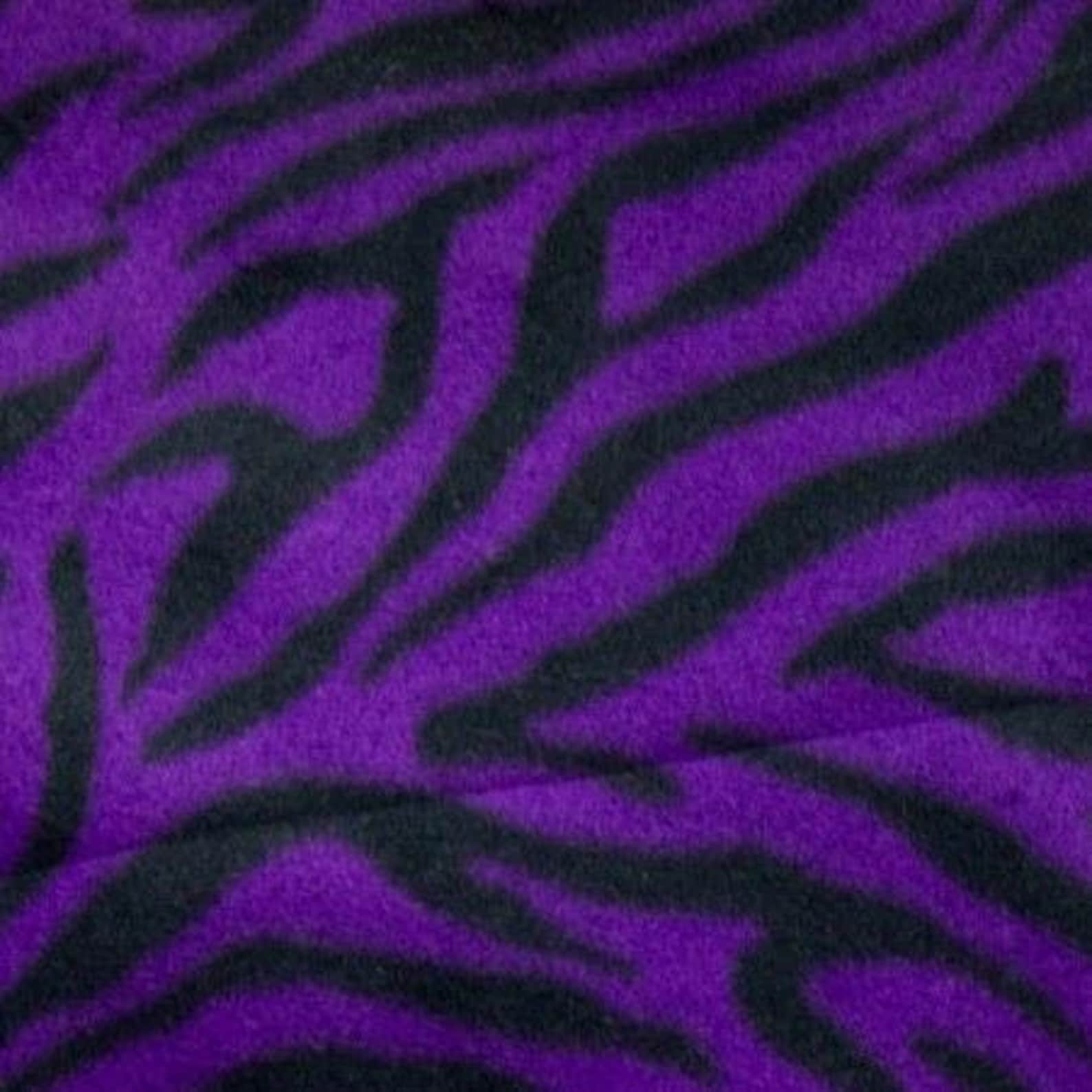 Purple Black Zebra Print Fleece Fabric Sold by the Yard | Etsy
