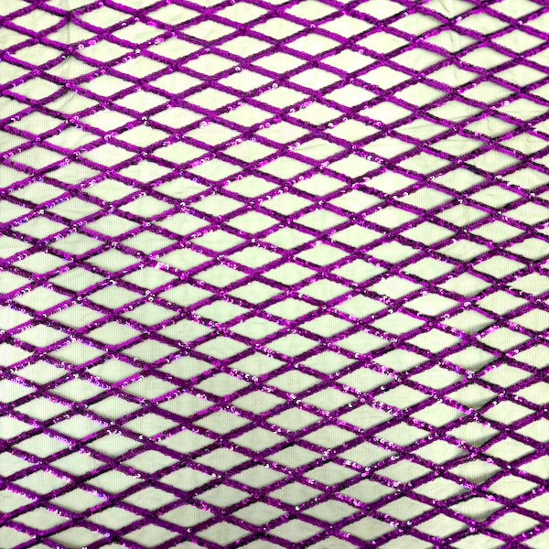 Purple Diamond Pattern Sequin Stretch Mesh Apparel Couture Fabric ...