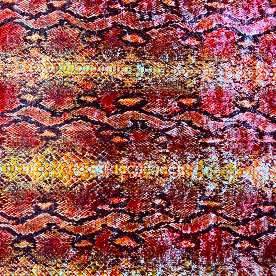Red | Gold Snakeskin Printed Stretch Velvet Costume Apparel Fabric ...