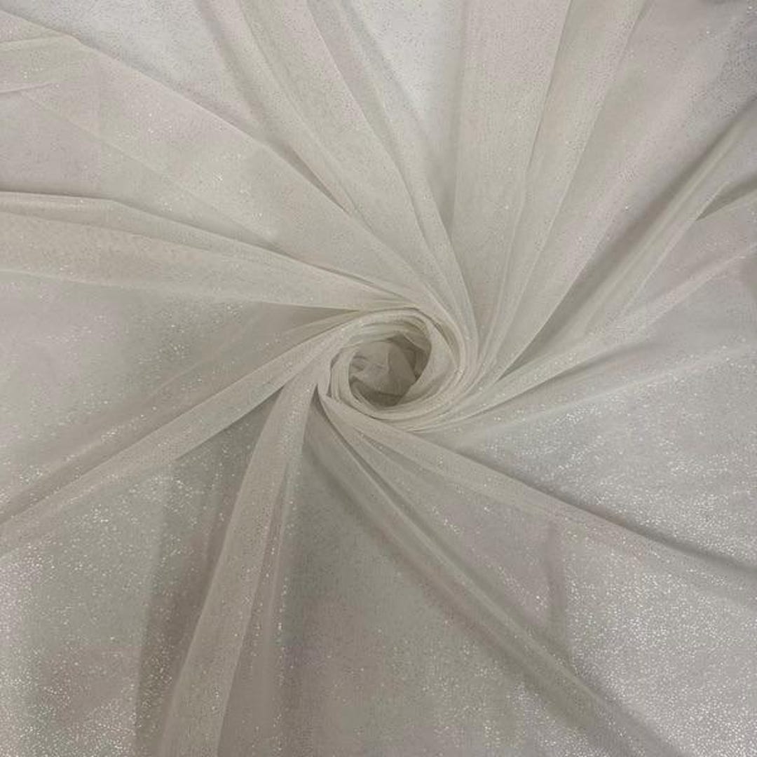 Off White | Silver Metallic Foil Dot Mesh Fashion Apparel Costume ...
