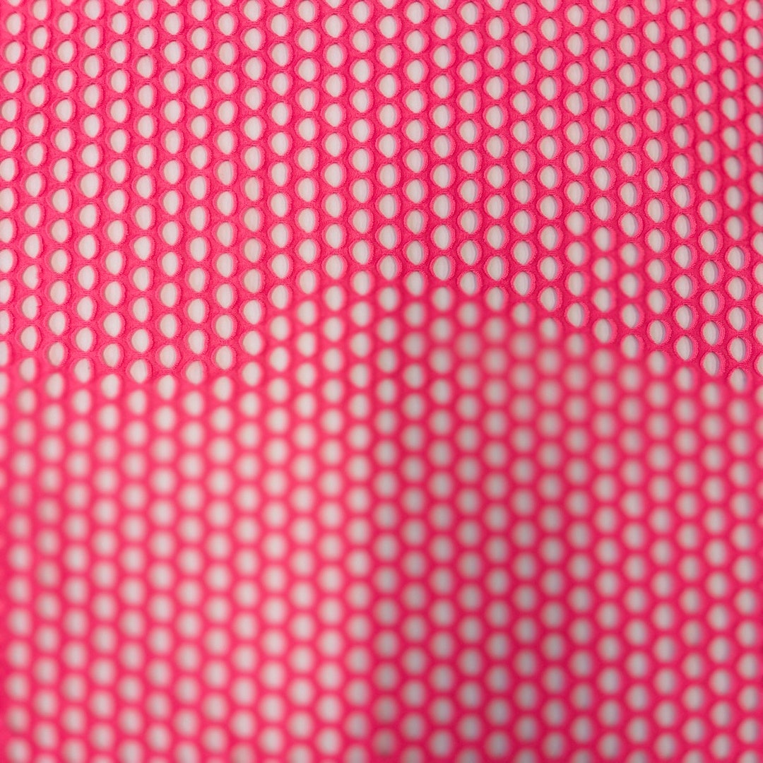 Neon Pink Crochet Fishnet Netting Spandex Apparel Costume Fabric - Sold ...